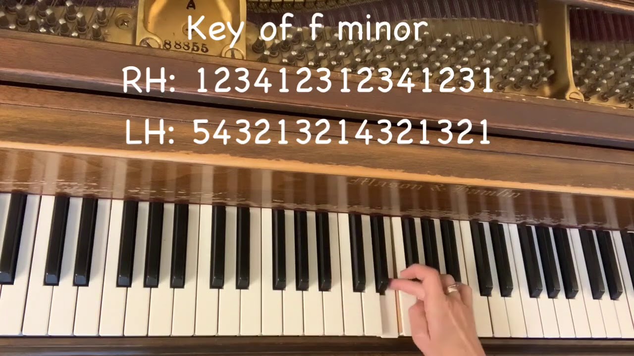 Key of F Harmonic Minor Scale (Two Octaves, H.S.) - YouTube