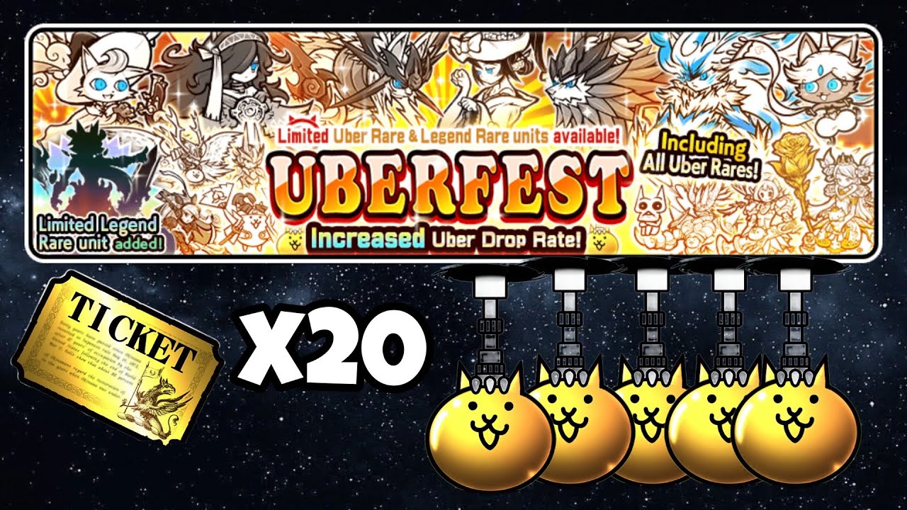 I spent 20 rare tickets on uber fest | the battle cats - YouTube