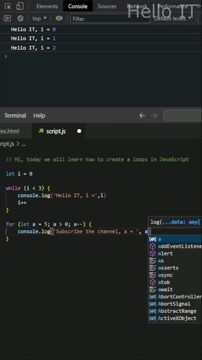 How to create loops while/for in JavaScript #javascript #js #shorts #whileloop #forloop - YouTube