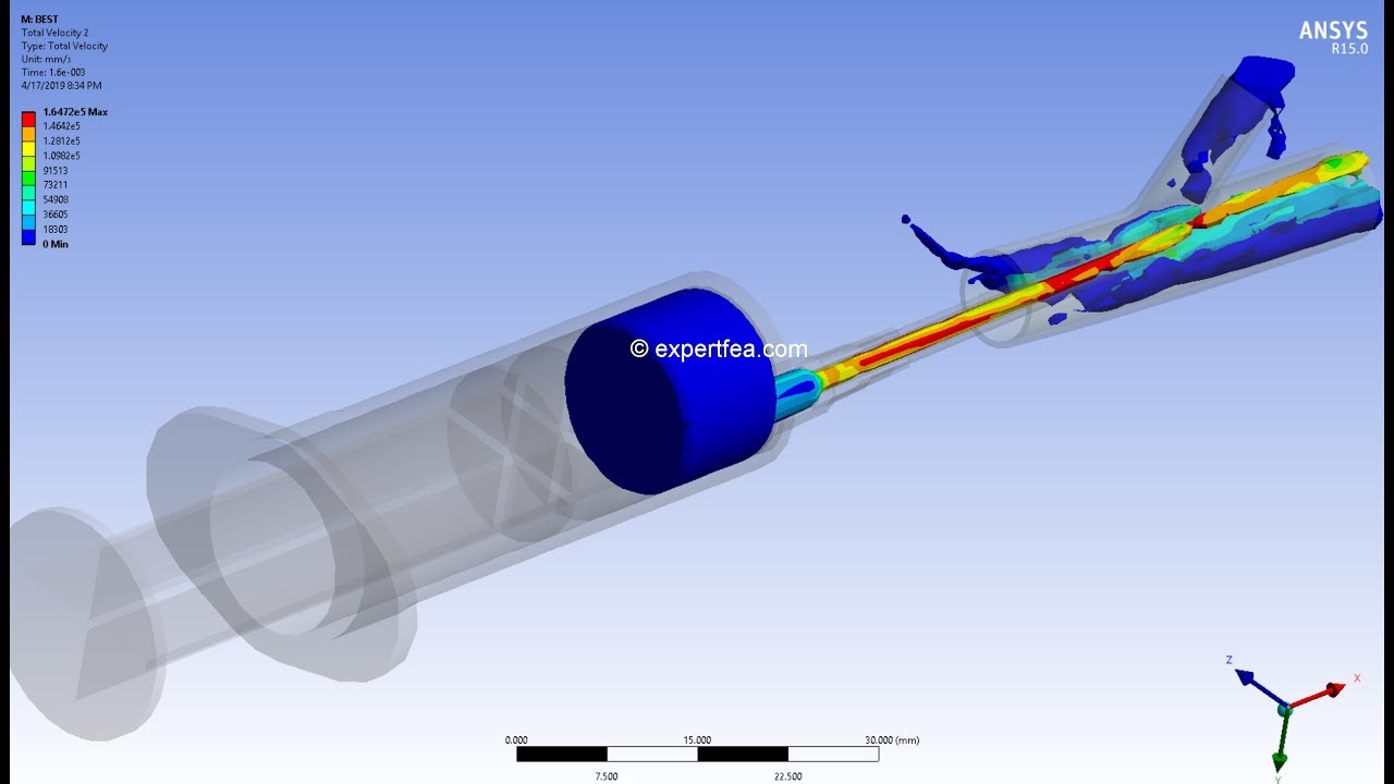 1st in the World!!! ANSYS WB Explicit Dynamics with fluids - Injecting ...