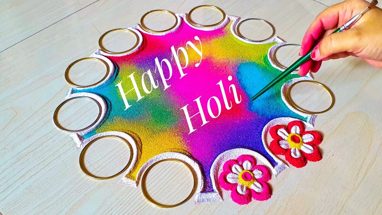 Holi Special Rangoli | Unique Rangoli Design | Colorful Rangoli | Kolam ...