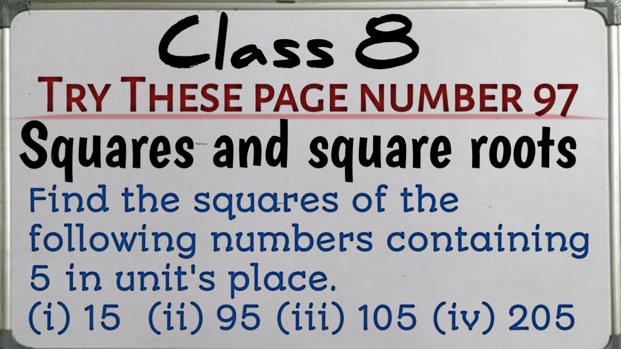 class 8| try these page number 97 | squares and square roots |unit ...