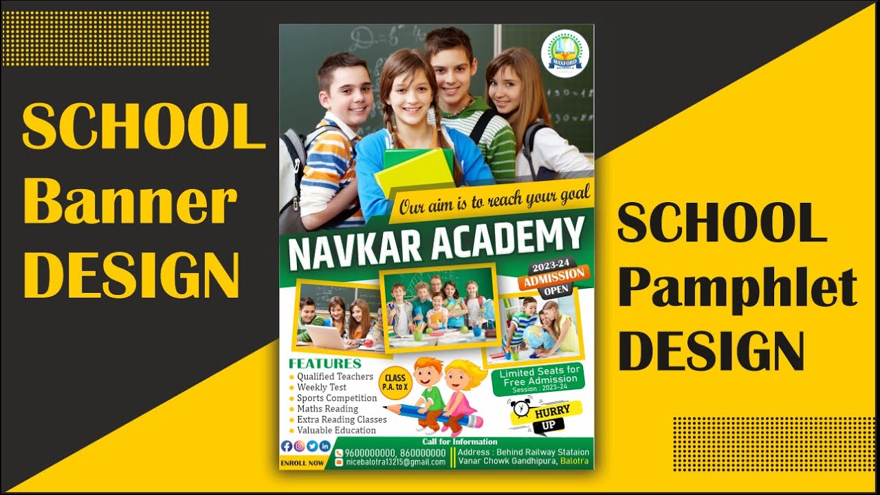 HOW TO MAKE SCHOOL BANNER, PAMPHLET AND POSTER DESIGN स्कूल के बैनर और ...