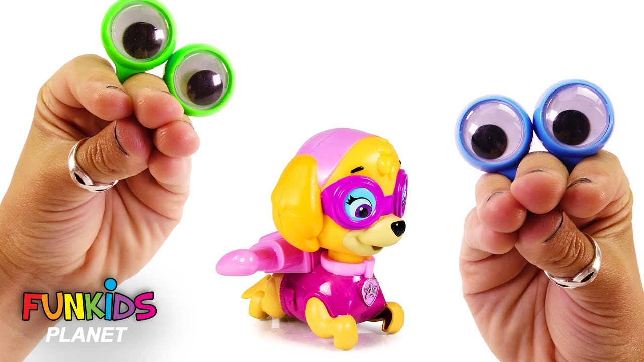 Painting Flashing Finger Family Rhymes Paw Patrol Puppets Googly Eyes ...