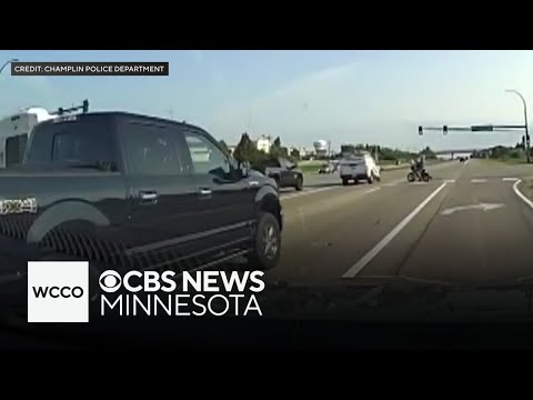 Police video shows truck nearly hitting 2 kids on e-moto bike in Champlin