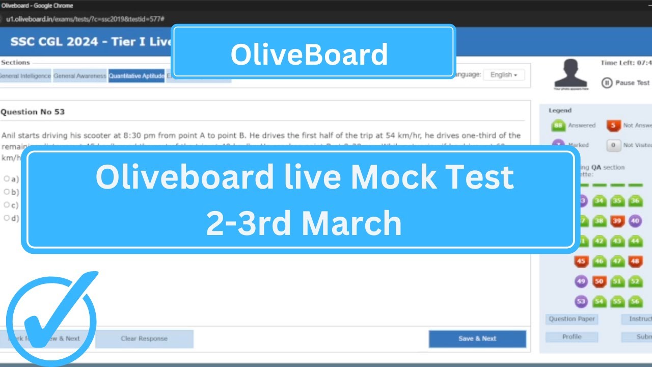 Attempting OliveBoard Live Mock Test | CGL Prelims | 2-3rd March |Easy ...