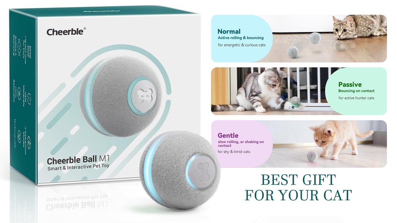 Cheerble Smart Interactive Cat Toy, Automatic Moving Bouncing Rolling ...