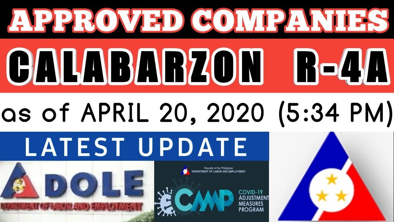 DOLE CALABARZON (REGION 4A) LIST OF APPROVED ESTABLISHMENT AS OF APRIL ...