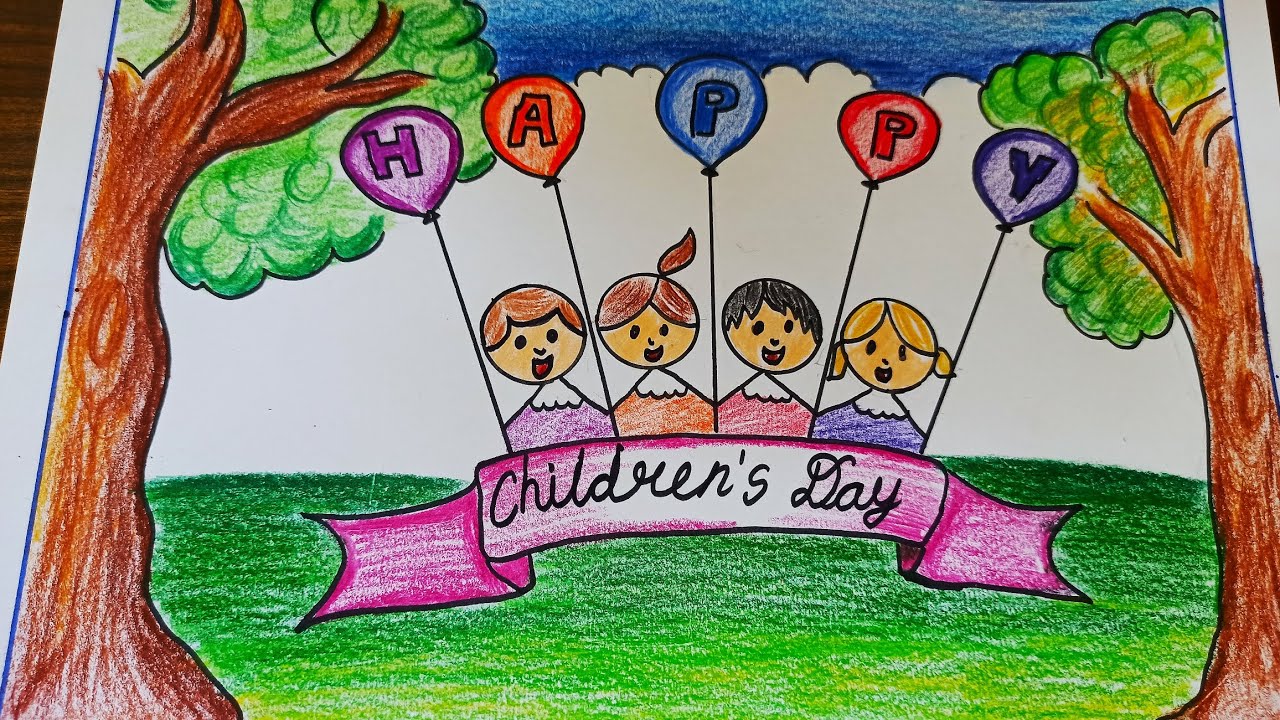 Children's day drawing step by step/Happy children's day easy drawing ...