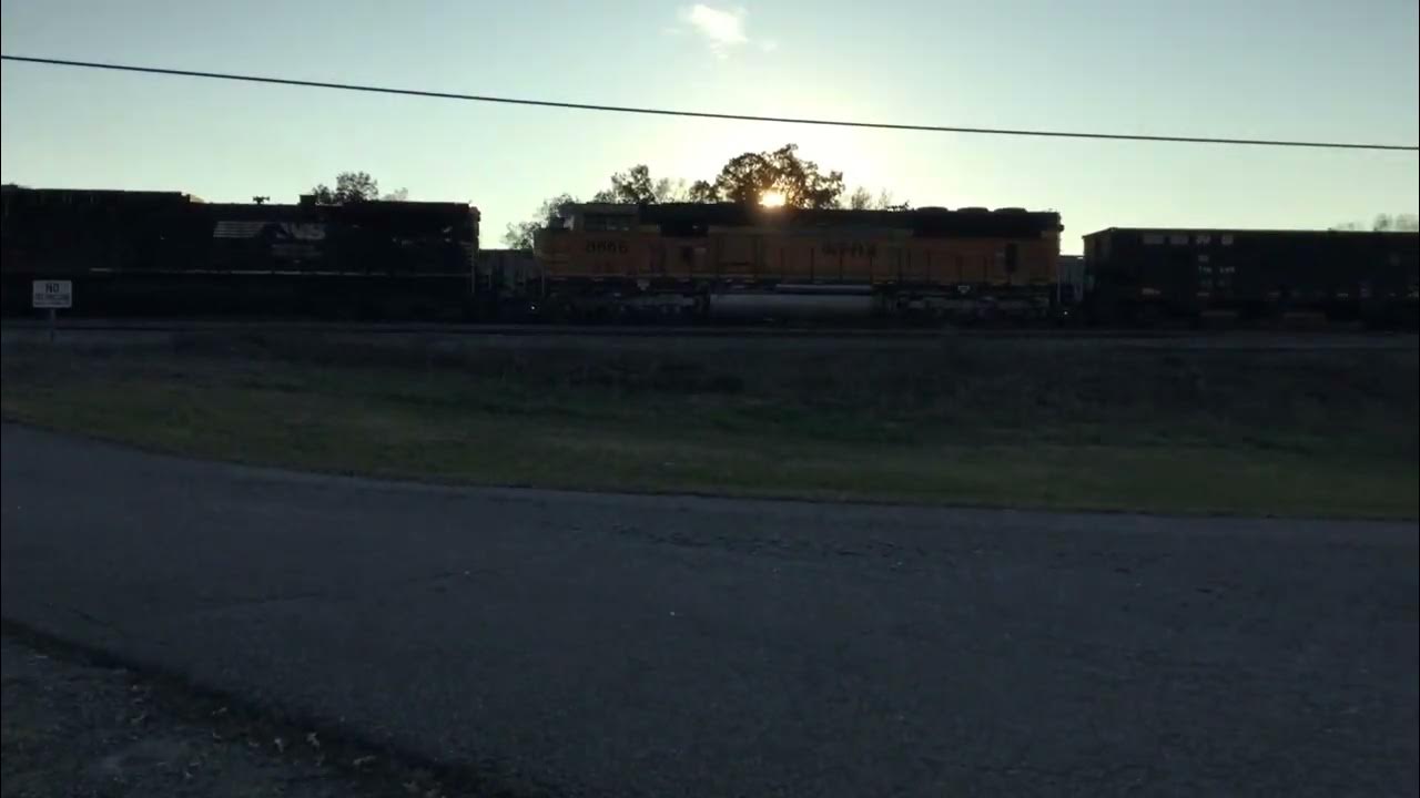 Westbound NS 4110 Trails WFRX Ex-BNSF And NS 4186 DPU Trail NS 811 Empty Coal Train Crewe VA ...
