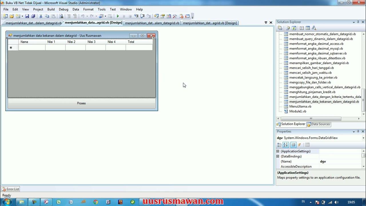 How To Sum Numeric Data To The Right In Datagridview Vb Net Youtube