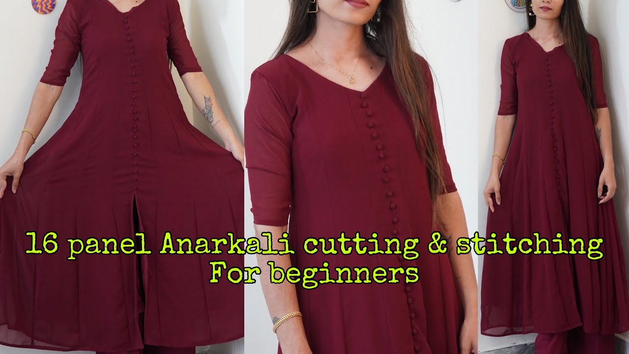 16 panel Anarkali stitching classes for beginners / Harsha designer ...