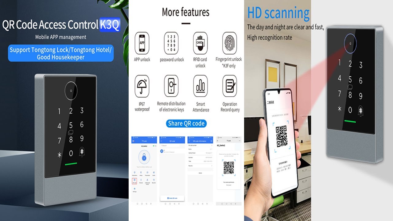Biometric Fingerprint QR Code Access Control System Keyboard K3Q TTLock ...