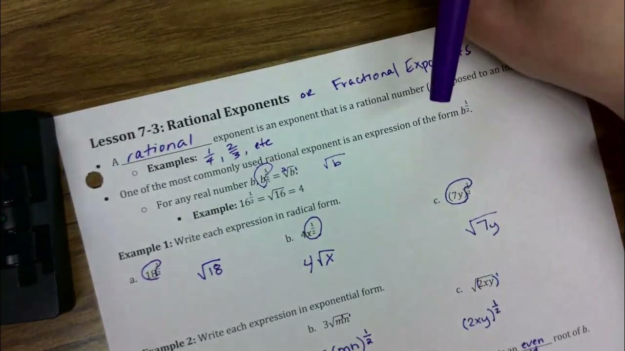 Lesson (7-3) Rational Exponents - YouTube