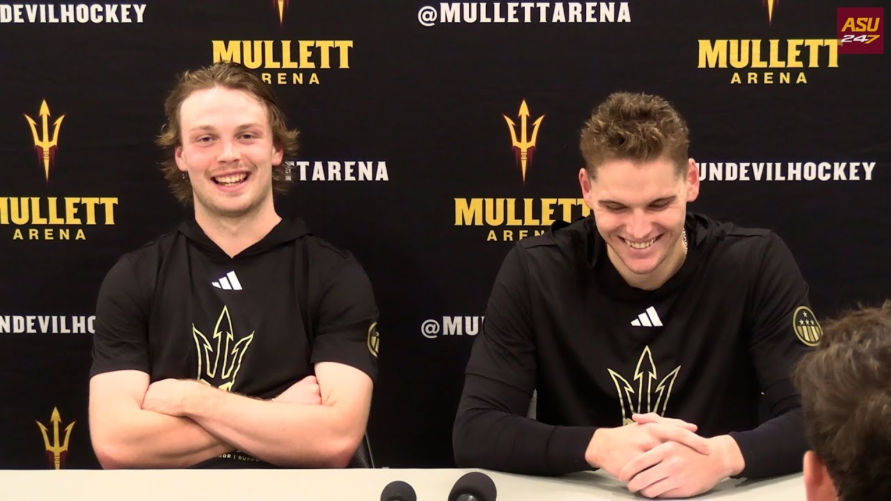 Jack Beck and Samuel Urban after ASU's 3-3 tie (4-3 SOW) with No. 20 ...