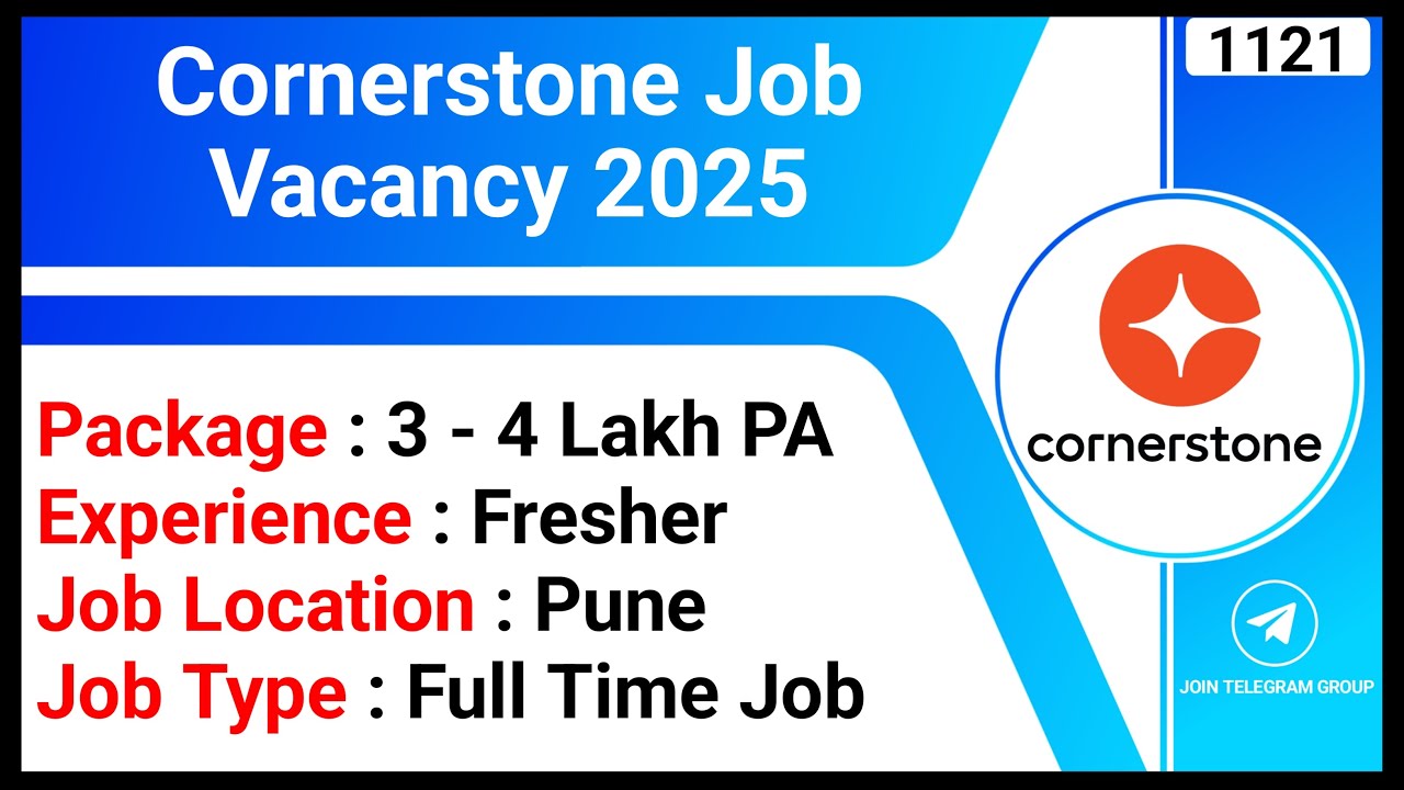 Cornerstone Job Vacancy 2025 | Pune Jobs | Job For Fresher | IT Company ...