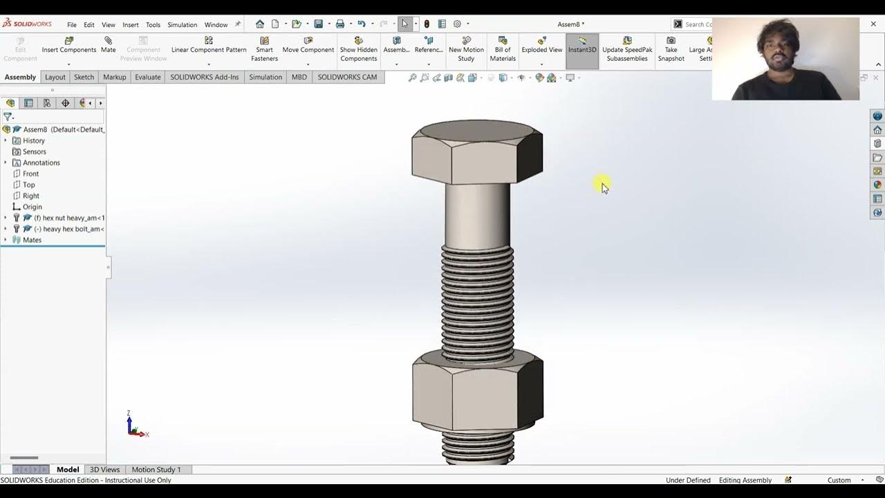 Nut and Bolt Motion Study | SolidWorks Tutorials - YouTube