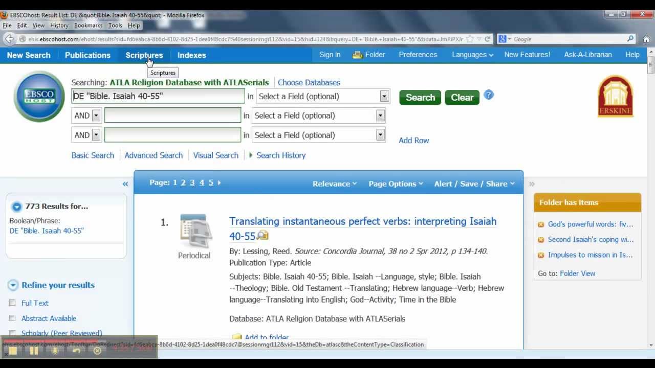 Using Scripture Search in ATLA Religion Database - YouTube