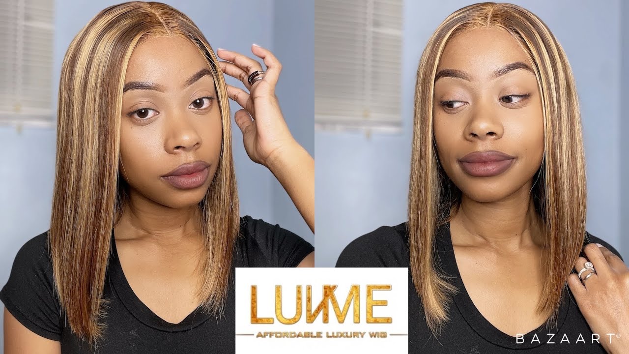12 Inch SLEEK HIGHLIGHTS GLUELESS CLOSURE BOB WIG- Luv Hair Review ...