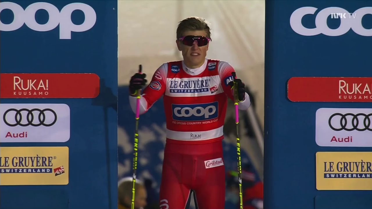 Erik Valnes wins over klæbo, Ruka sprint Classic final 2020 - YouTube