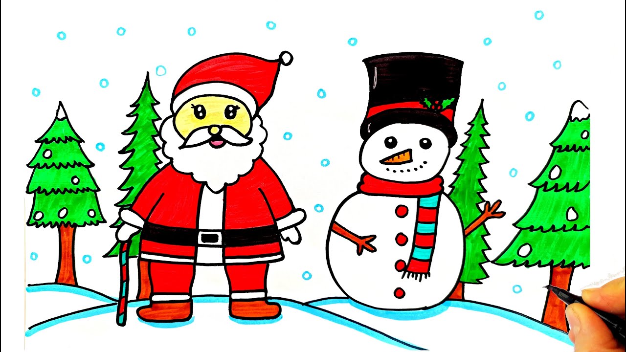 Yeni Yıl Çizimleri 🎄 Noel Baba Çizimi - Kardan Adam Çizimi - How To ...