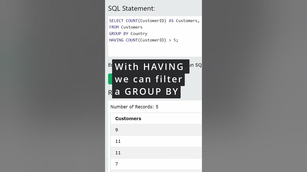 Using HAVING with GROUP BY in SQL: Advanced Filtering Techniques - YouTube