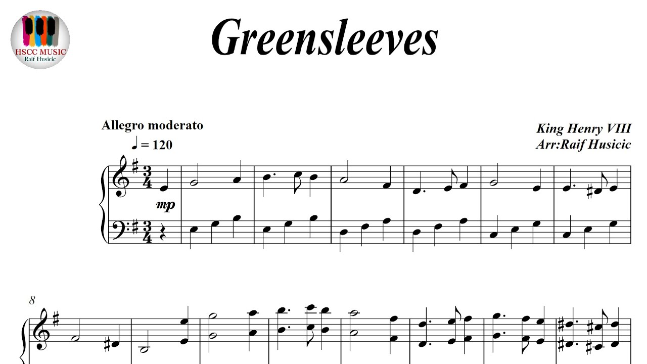 Greensleeves - King Henry VIII, Piano Sheet Music, Piano Tutorial - YouTube