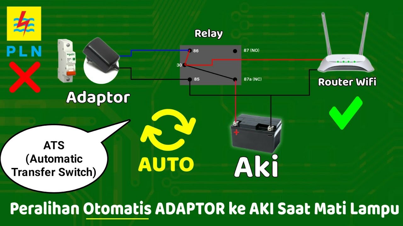 Peralihan Tegangan Otomatis dengan RELAY dan DIODA | ATS (Automatic ...