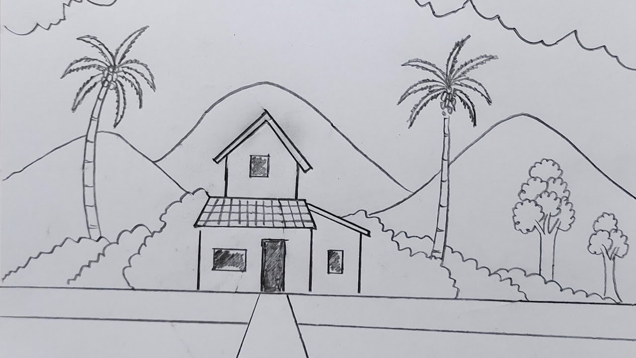 Beautiful nature drawing tutorial 😑😑😑 - YouTube