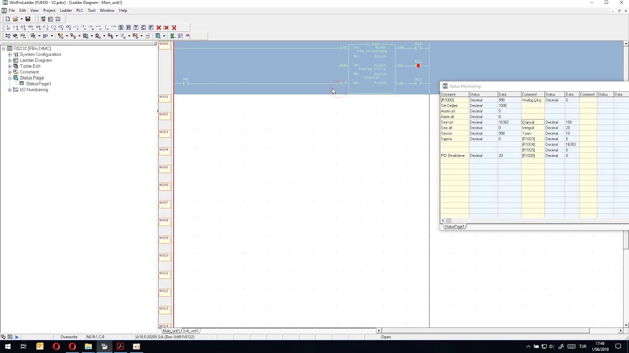 Fatek PLC WinProladder Genel PID Fonksiyonu - YouTube