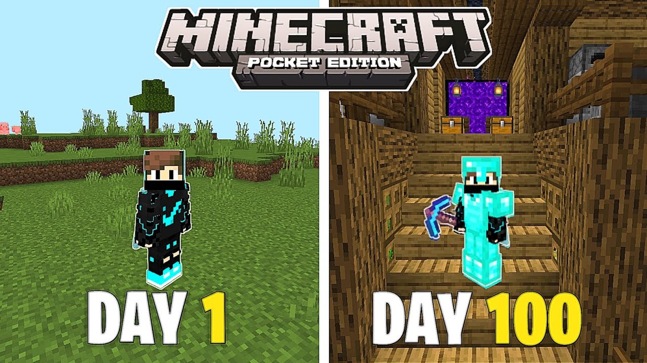 We Survived 100 days in Minecraft Pocket Edition [Hindi] - YouTube