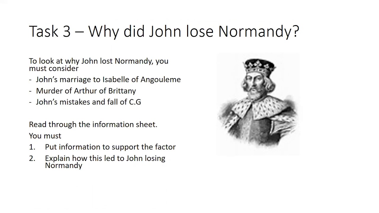 GCSE History - Paper 2 - Richard and John - John losing Normandy - YouTube