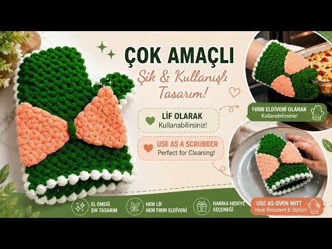 Eldiven Modelli Lif Yapımı | Fırın Eldiveni Olarak Kullanılabilir Pratik Tasarım 🧤Crochet Tutorial