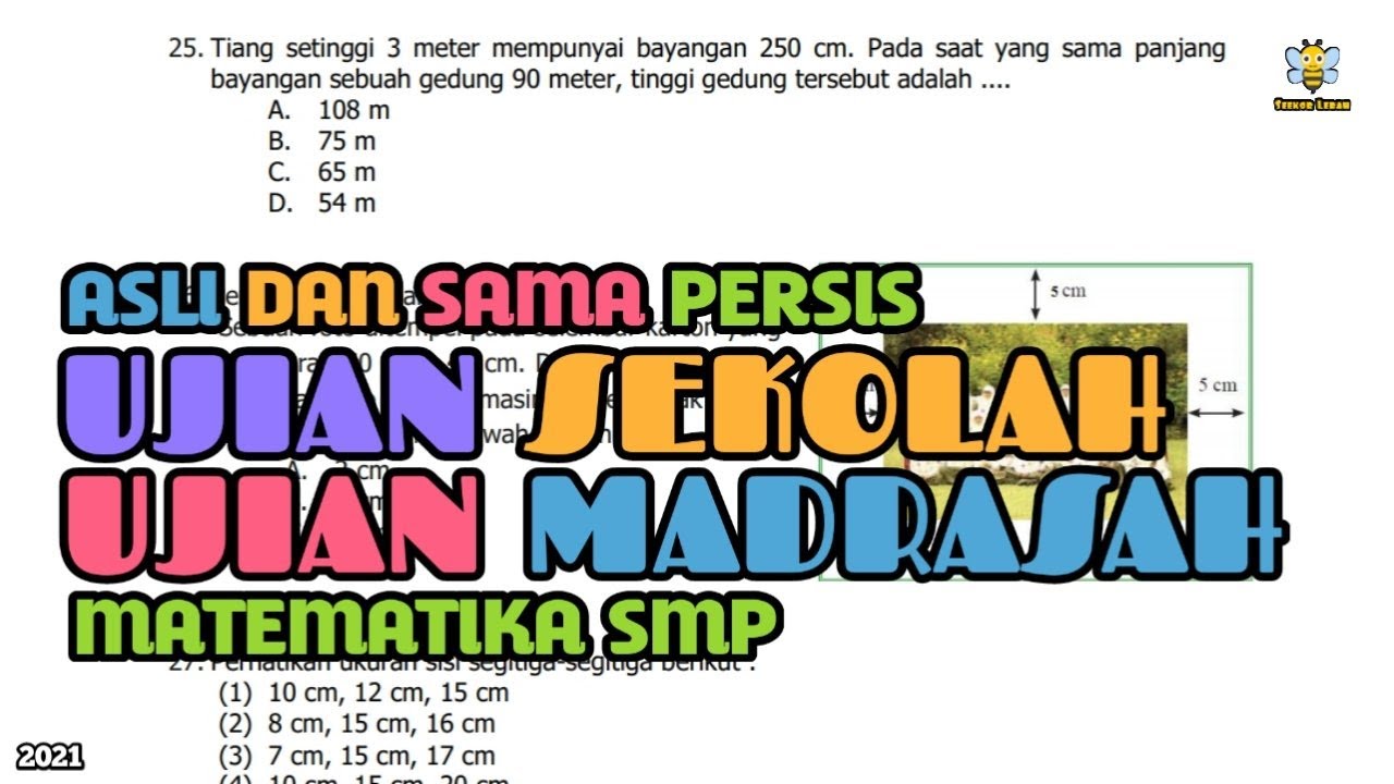 (1-20) SOAL ASLI UJIAN SEKOLAH MATEMATIKA SMP SE-INDONESIA‼️(Paket C ...
