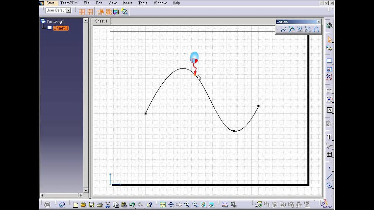 CATIA V5 - DRAFTING - Spline [카티아스쿨] - YouTube