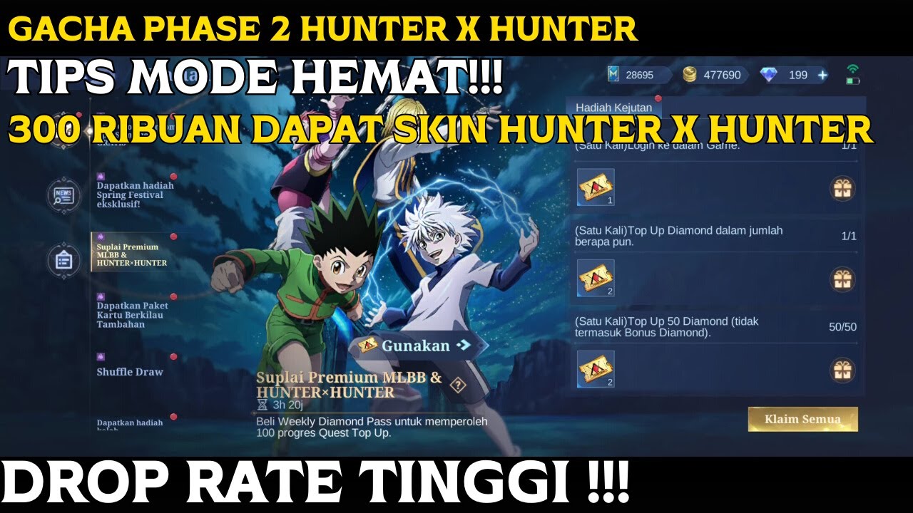 DROP RATE HUNTER X HUNTER FASE 2 - GACHA HUNTER X HUNTER PANEN 20 COIN ...