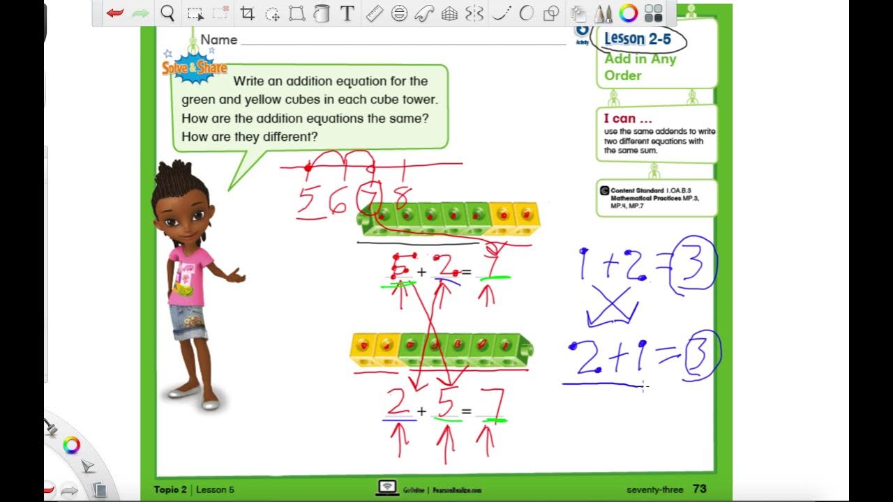 SAVVAS lesson 2-5 (grade 1) - YouTube