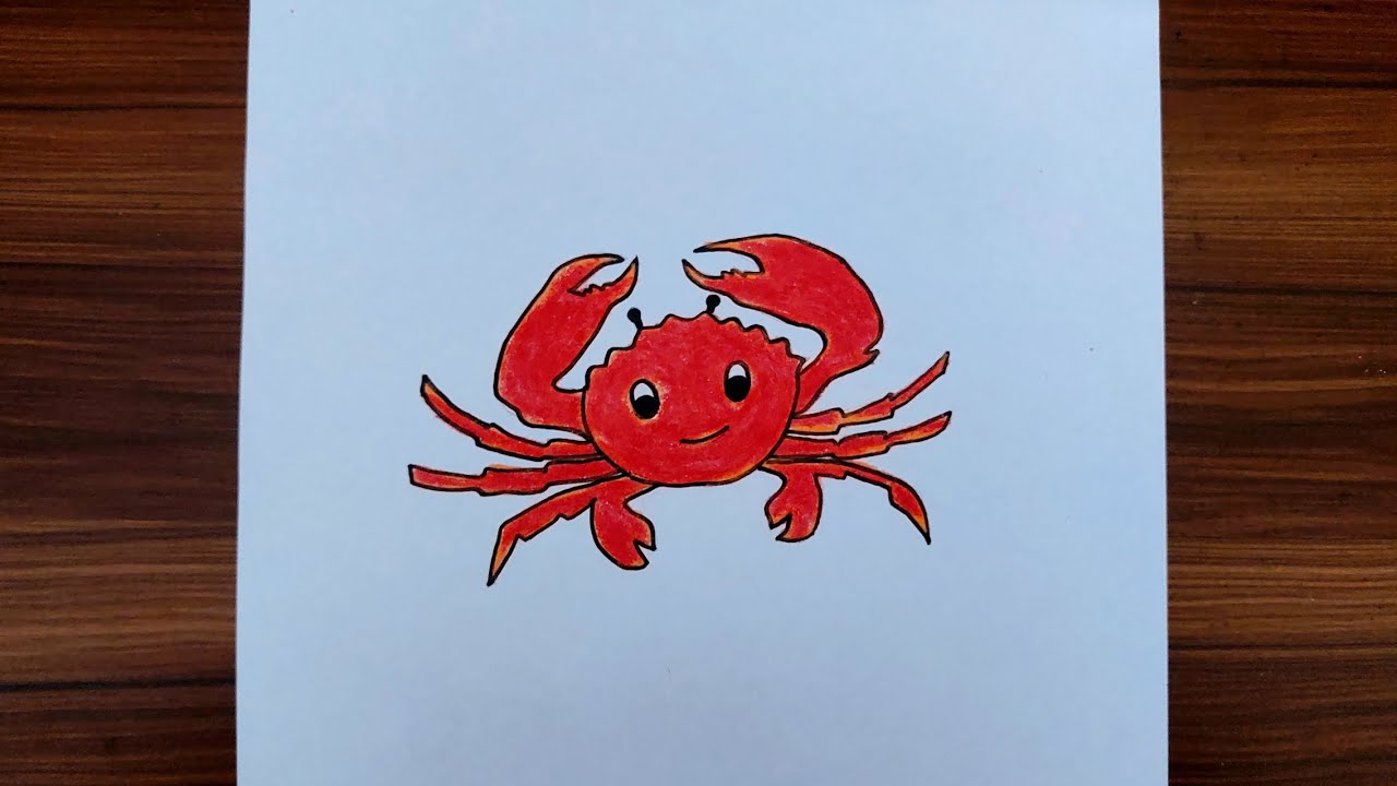 How to draw a crab oil pastel easy drawing for begginers - YouTube