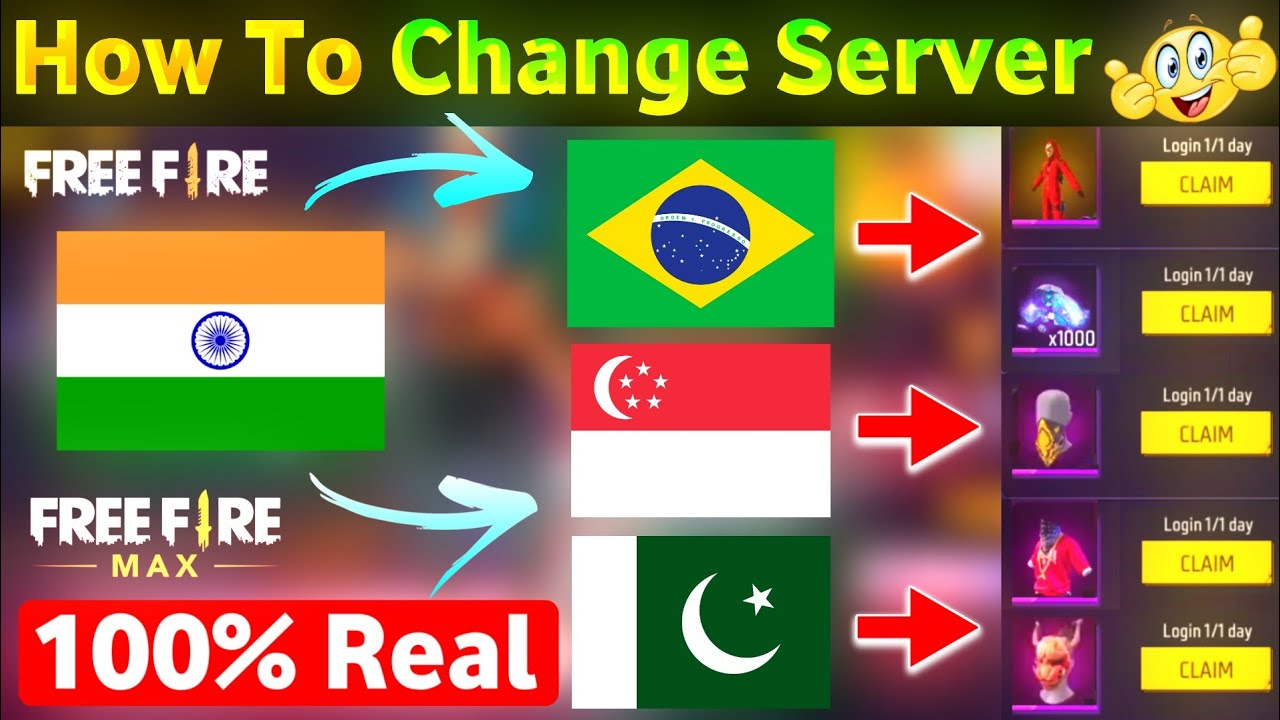 How To Change Server In Free Fire | FreeFire Mein Server Kaise Change ...