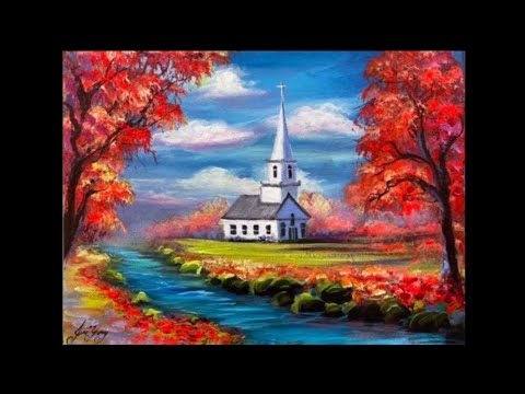 How To Paint CHURCH IN FALL 🍂🍁Acrylic Painting Tutorial - YouTube