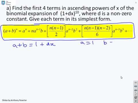 Revision of A level binomial expansions - questions and answers 4 - YouTube