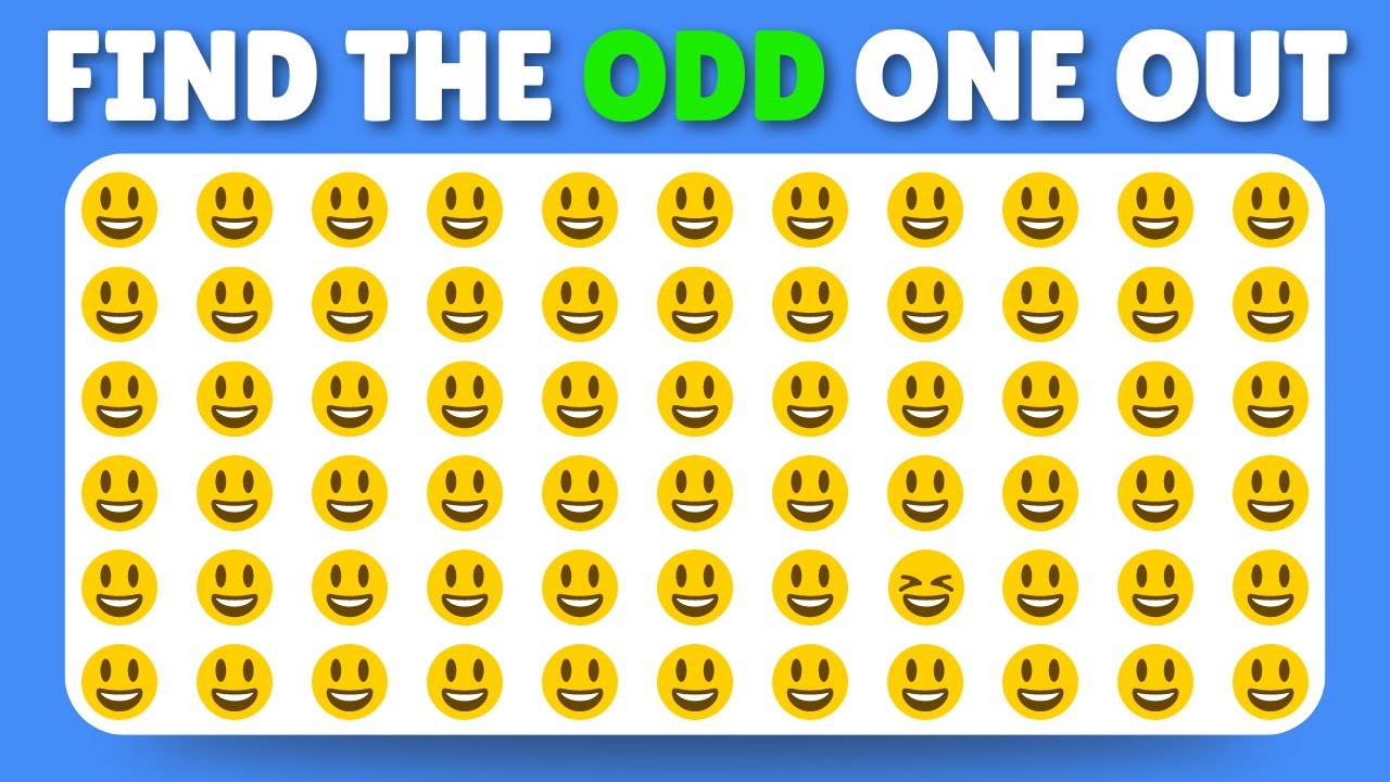 Find The Odd One Out | 60 Emojis, Letters, and Numbers. - YouTube