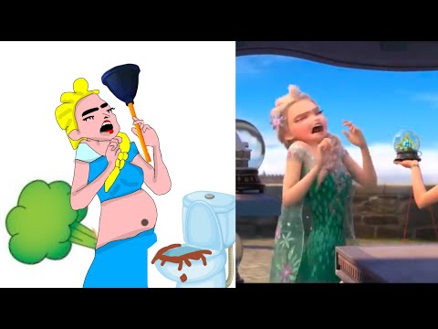 Frozen 2 Elsa In Christmas song funny Drawing memes - Try not To laug