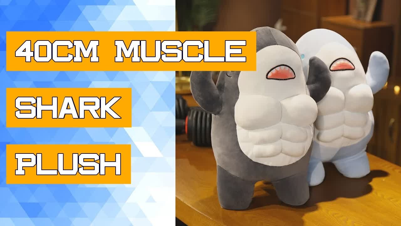 40CM Muscle Shark Plush Doll Worked Out Shark Stuffed Cartoon Toys ...