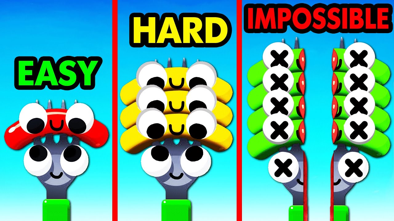 EASY vs HARD vs IMPOSSIBLE In FORK N SAUSAGE - YouTube