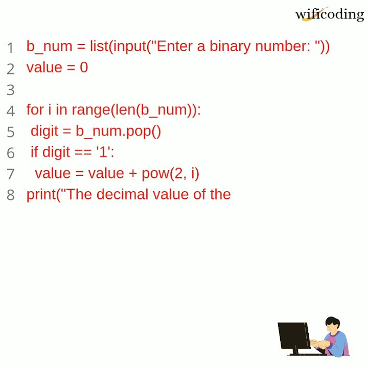 Convert Binary To Decimal In Python Conversion Binary To Decimal Number Python Program Youtube