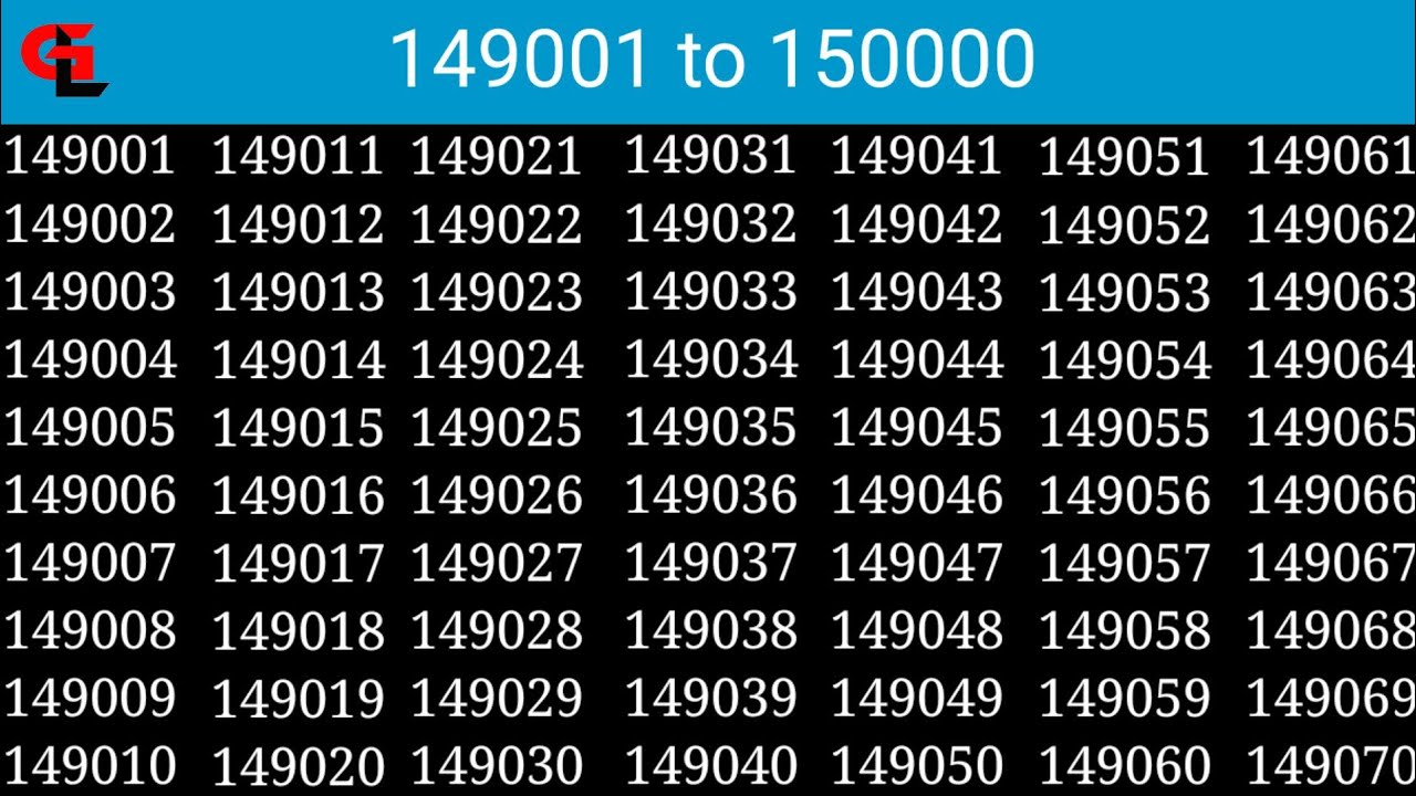149001 से 150000 numbers सीखे youtube पर ll 149001 to 150000 numbers ll ...