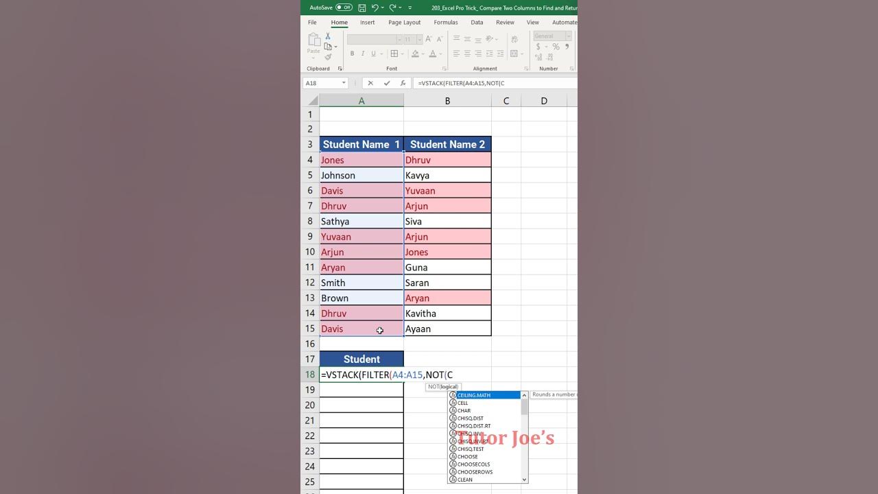 Excel VSTACK FILTER Function: Efficiently Stacking and Filtering Data for Analysis | Tutor Joes ...