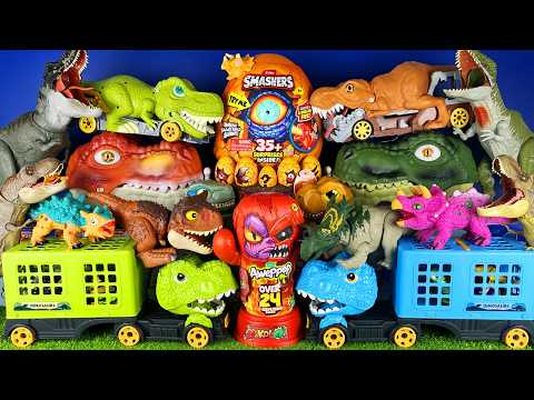 Jurassic World Unboxing Review Asmr Dinosaur T-rex Mosa Spino Raptor ZURU Smashers 35+ Dino Eggs