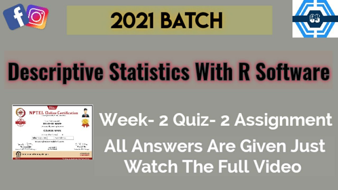 Descriptive Statistics with R Software | Week 2 Answers | NPTEL ...